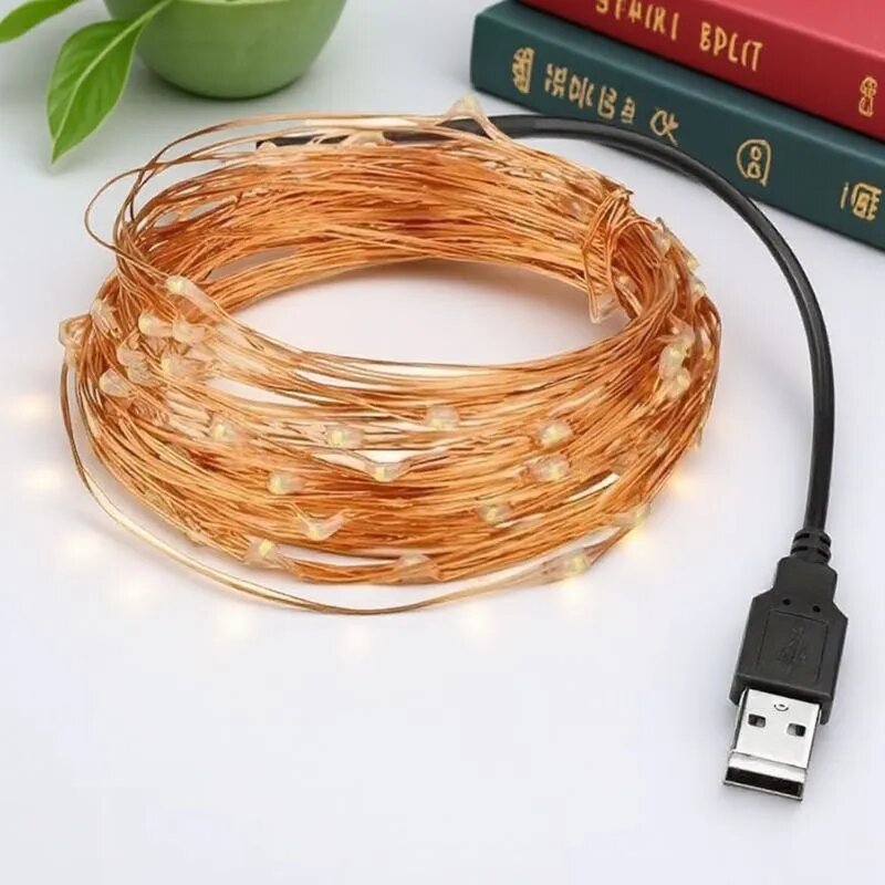 Электрогирлянда интерьерная Нить Светодиодная, 10 м, питание От порта USB, 1 шт