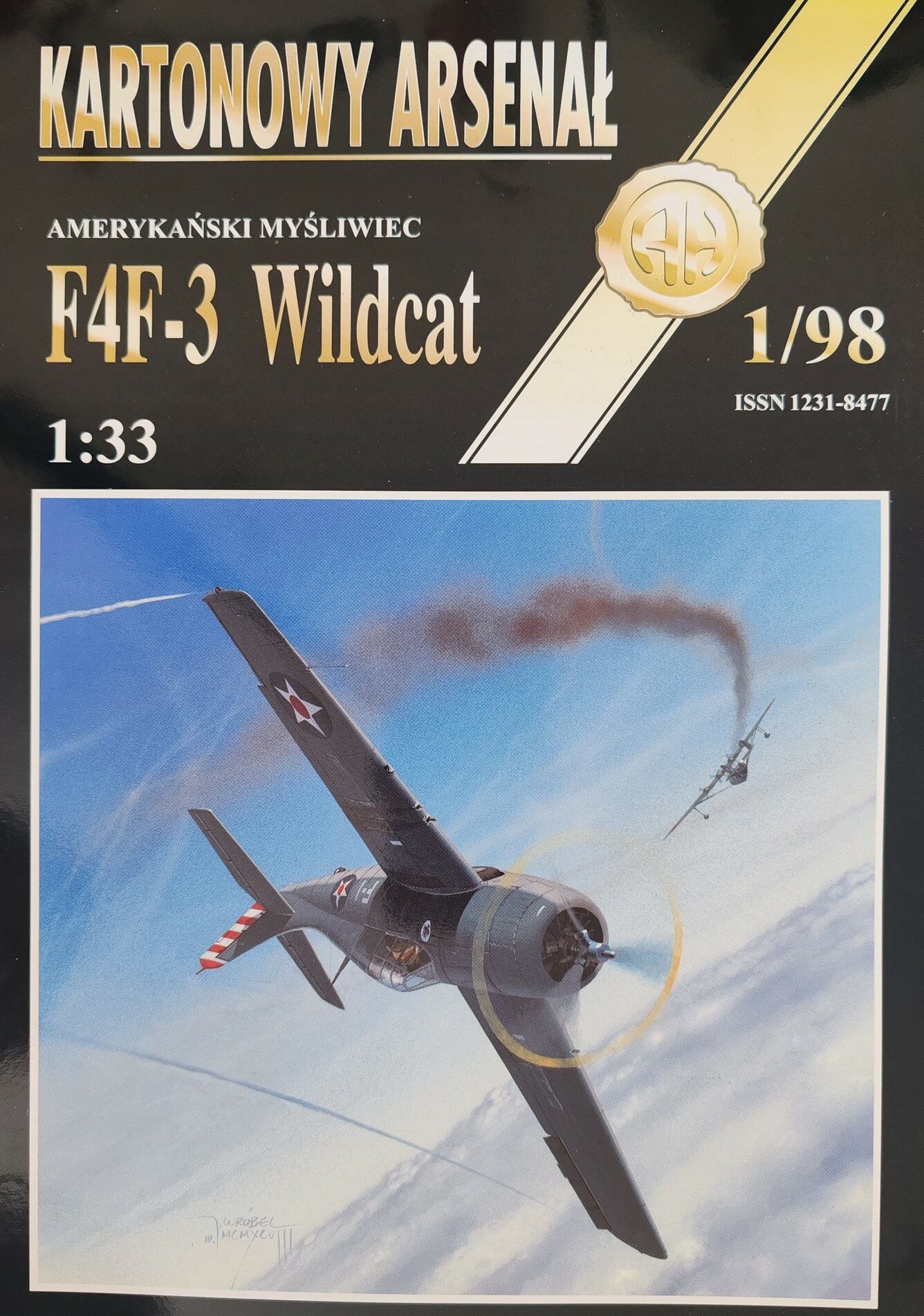 Сборная бумажная модель Истребитель Grumman F4F-3 Wildcat - Halinski №1/1998 (журнал)
