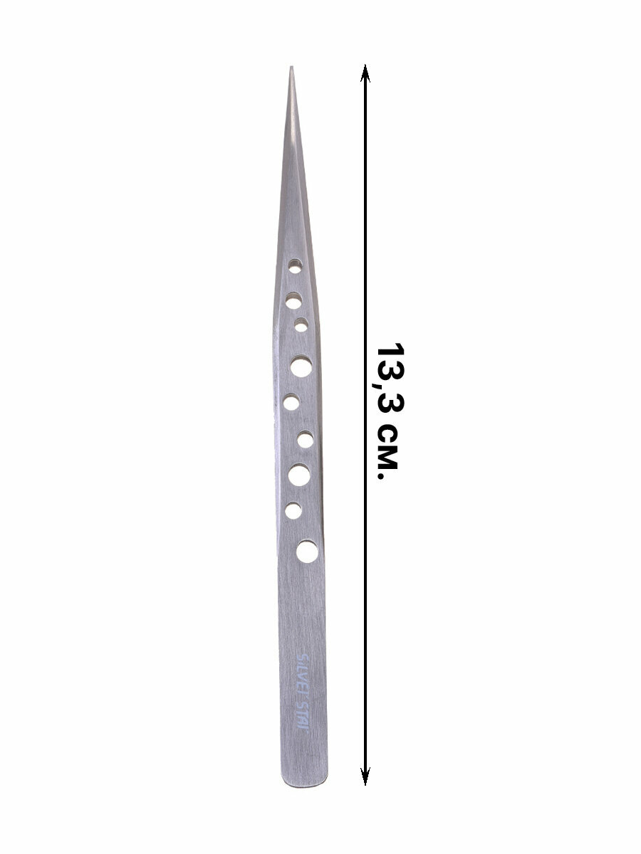 Пинцет Silver Star, с заостренными кончиками, нержавеющая сталь, длина 13,3 см — фото 1