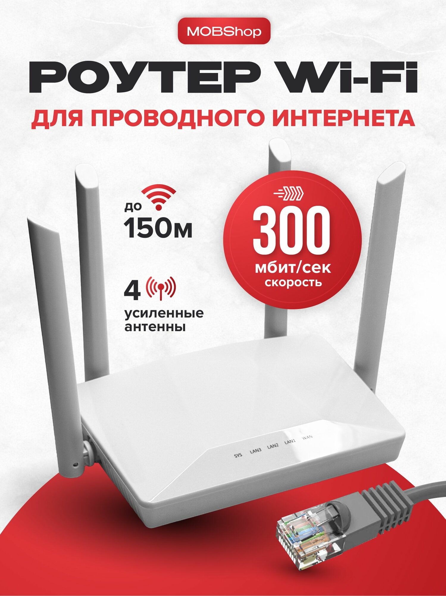 Wi-Fi-роутер для дома и офиса 300Мбит/с