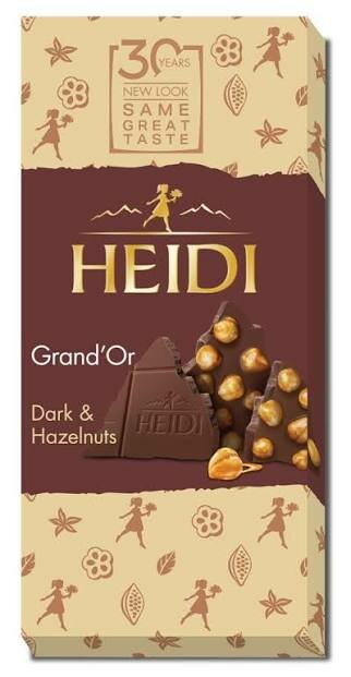Темный шоколад Heidi Dark Golden Hazelnuts, с цельным карамелизированным лесным орехом, 100 гр.