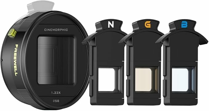 Анаморфотный объектив Freewell 1.33x для телефонов iPhone и Samsung один объектив с 3 цветами ореола (нейтральный, золотой,