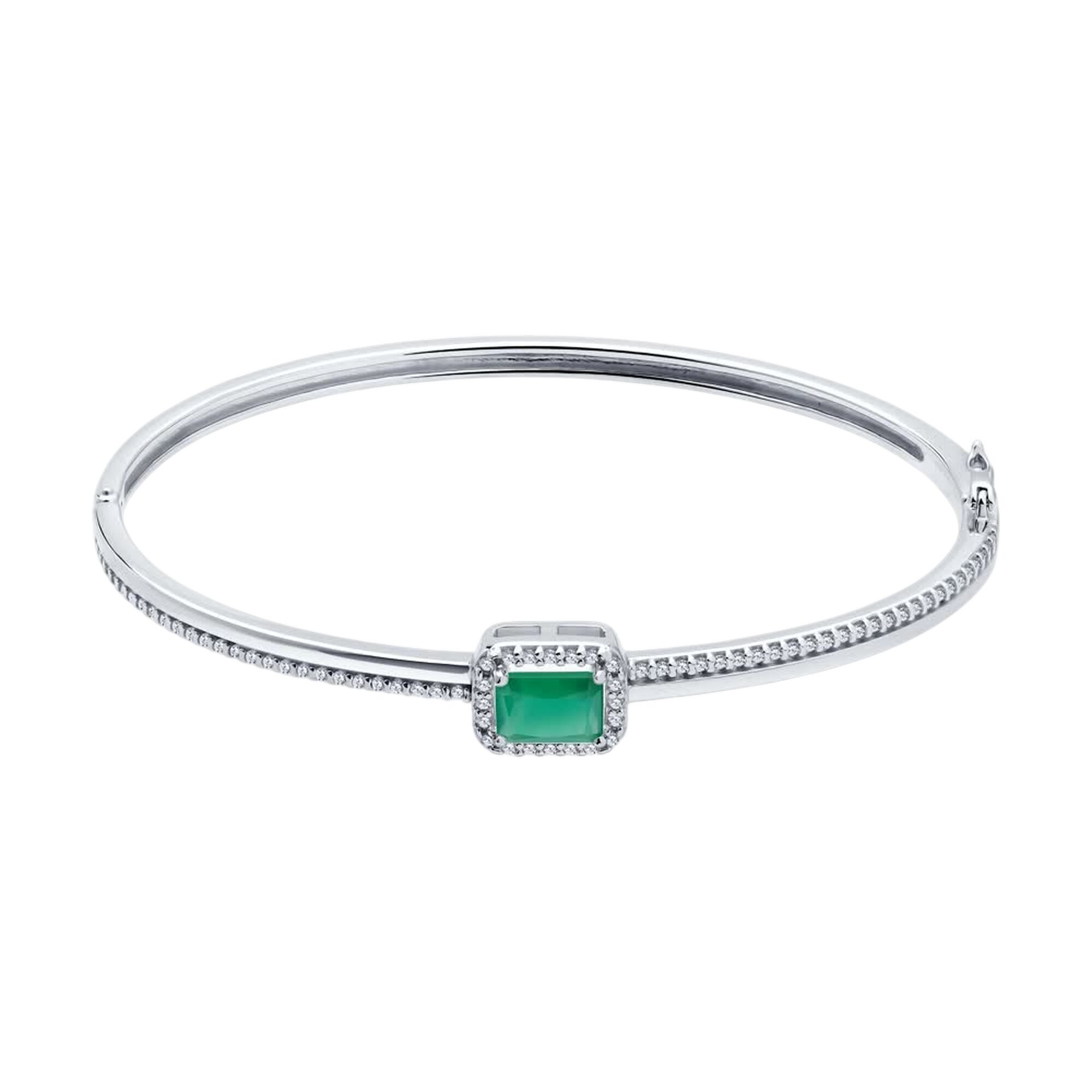 Браслет Diamant online, серебро, 925 проба, родирование, фианит, агат