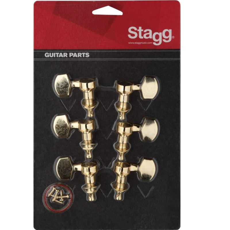 STAGG KG371GD - 6 колков для электрогитары/Folk гитары (3L+3R). Отделка: "золото"