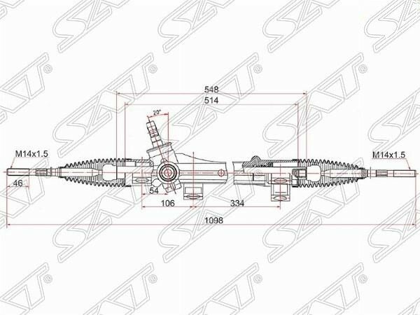 Рейка рулевая SAT ST-45510-02050 Toyota Corolla 02- электрическая шток D 14 LHD
