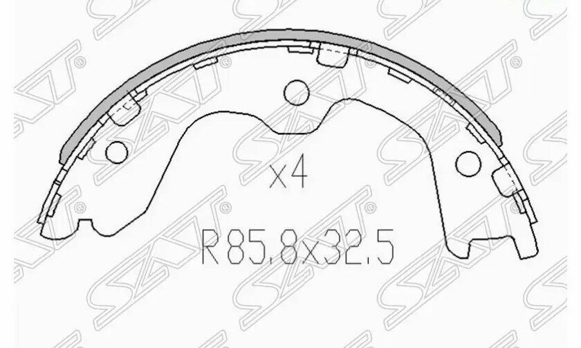 Колодки тормозные барабанные сзади Стояночный тормоз SAT ST-44060-80J00K Nissan Teana 03-20 / Infiniti G35 02-07