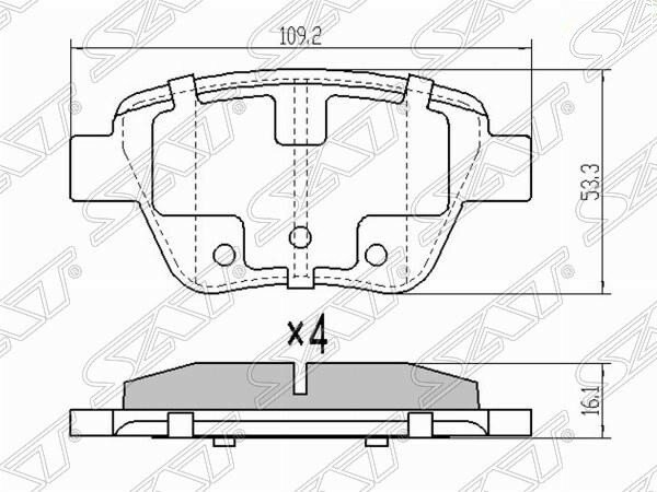 Колодки тормозные сзади SAT ST-5K0698451A Audi A3 03-13 / Skoda Octavia 04-13