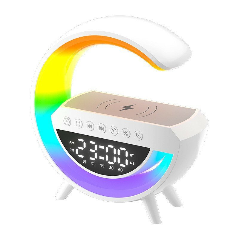 Настольный беспроводной динамик с беспроводной зарядкой и будильником, Bluetooth 5.3, большой размер с дисплеем модель