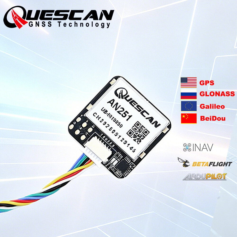 QUESCAN AN251 20Hz GPS Модуль с компасом QMC5883L u-blox M10-5883 RC Drone GPS GNSS INAV Betaflight Ardupilot PIX4 GPS