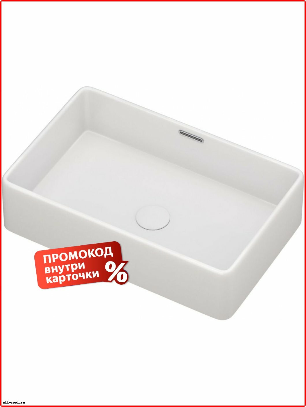 Раковина Aquanet Flaviana 35x55x14, керамика, прямоугольная, накладная, белый