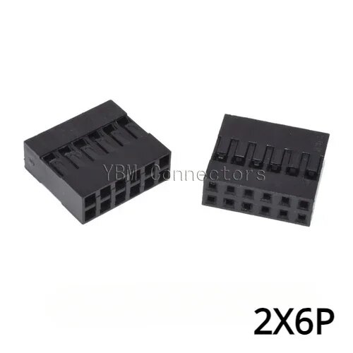 Разъем Dupont 2x6P, черный, 50шт