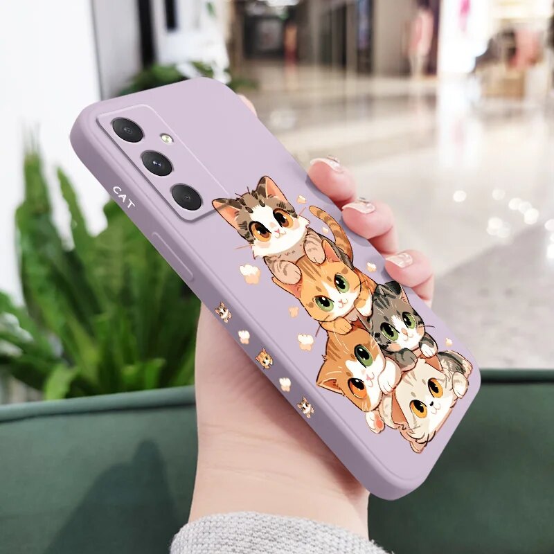 Чехол для Samsung Galaxy A54 5G, Light Purple, с котами