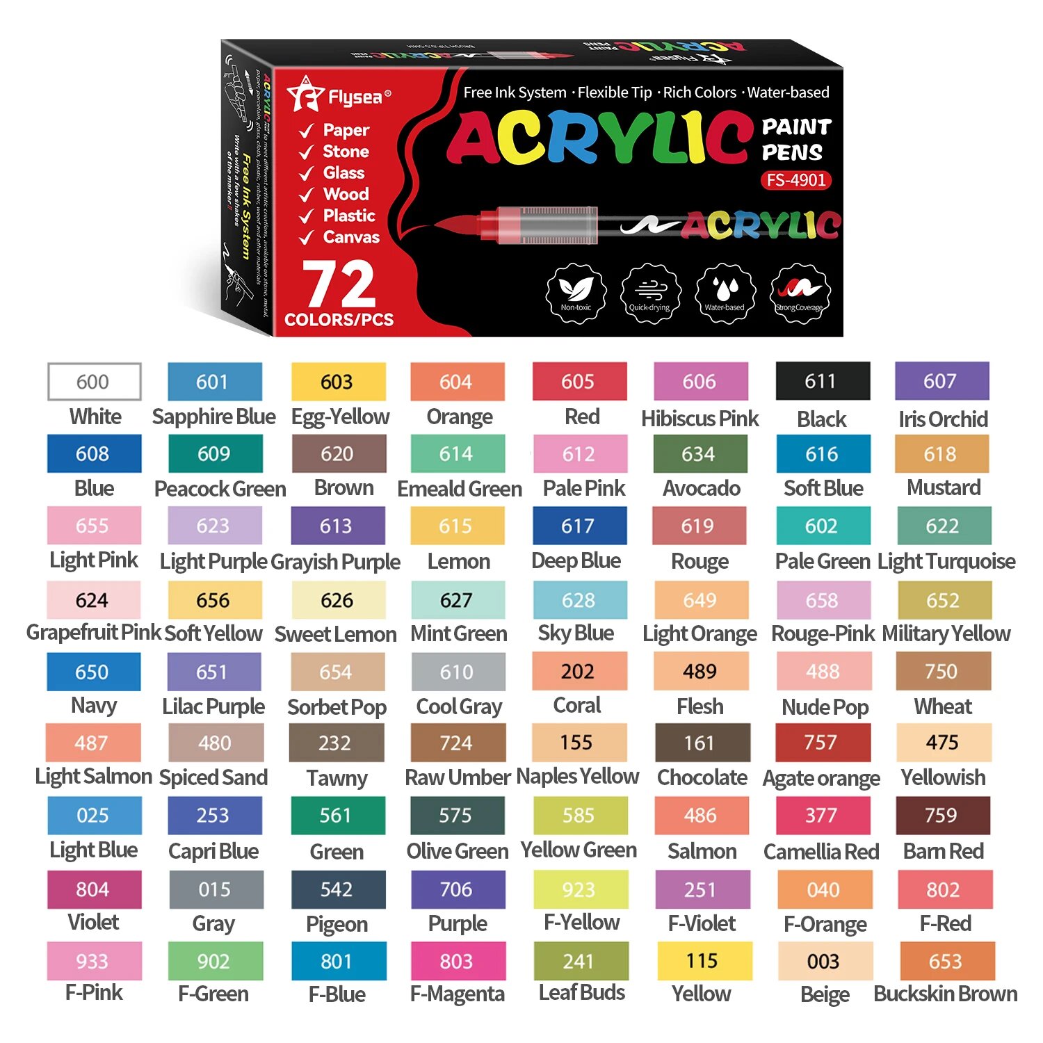 Акриловые маркеры для рисования 4901 72 Colors
