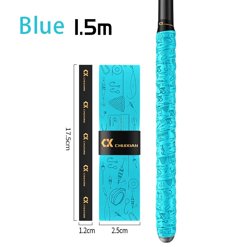 Dawndesslo высокоэластичная лента для рукоятки удочки Синий, Blue-1.5m