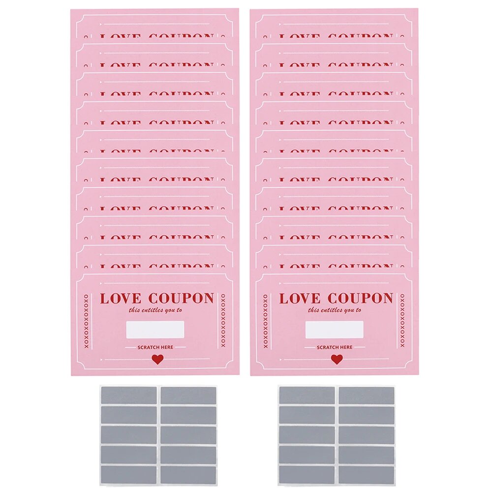 Розовые скретч-купоны Love Coupon, 20 шт.