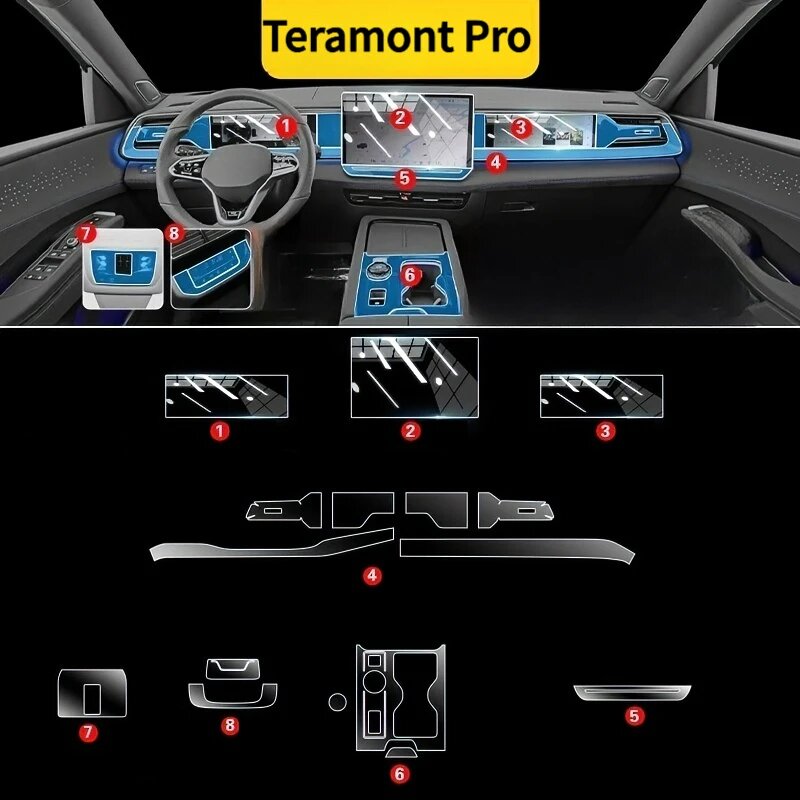 Защитная пленка для интерьера Volkswagen Teramont Pro 25models, прозрачная, Left Hand Drive