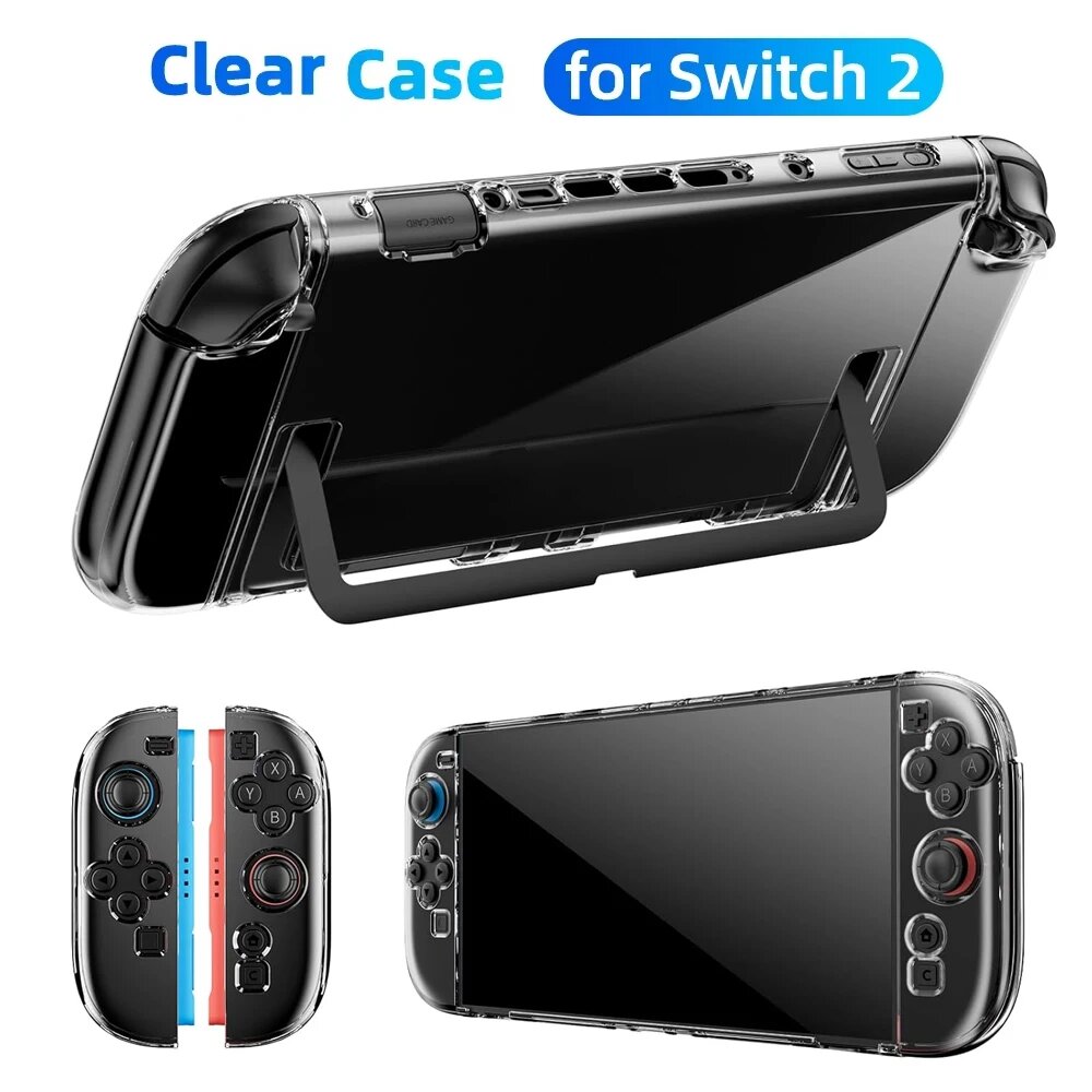 Прозрачный чехол для консоли и джойпадов Nintendo Switch 2 TECTINTER Черный, Transparent — фото 1