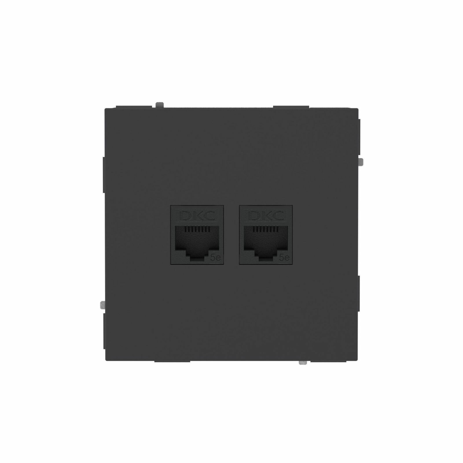 Компьютерная розетка rj-45 без шторки, кат.5е двойная, kant, черный уголь