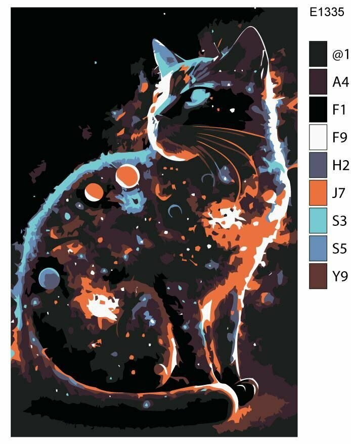 Детская картина по номерам E1335 "Арт космического кота" 20x30