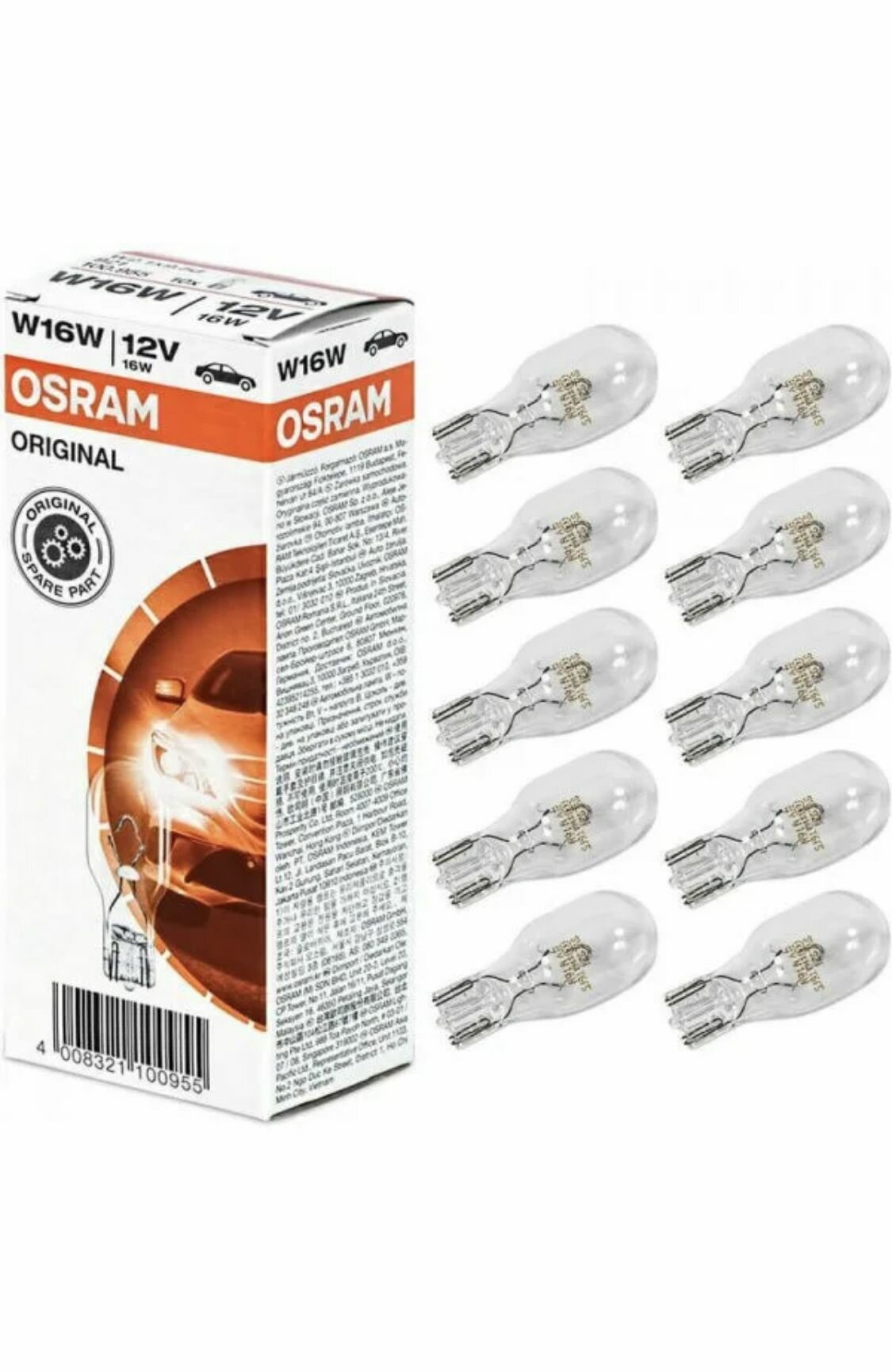 OSRAM 921 Лампа автомобильная W16W W2.1x9.5d 12V (10 штук)