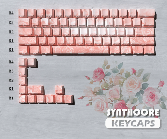 Кейкапы для механической клавиатуры - Rose, набор из 74 клавиш, оранжевые