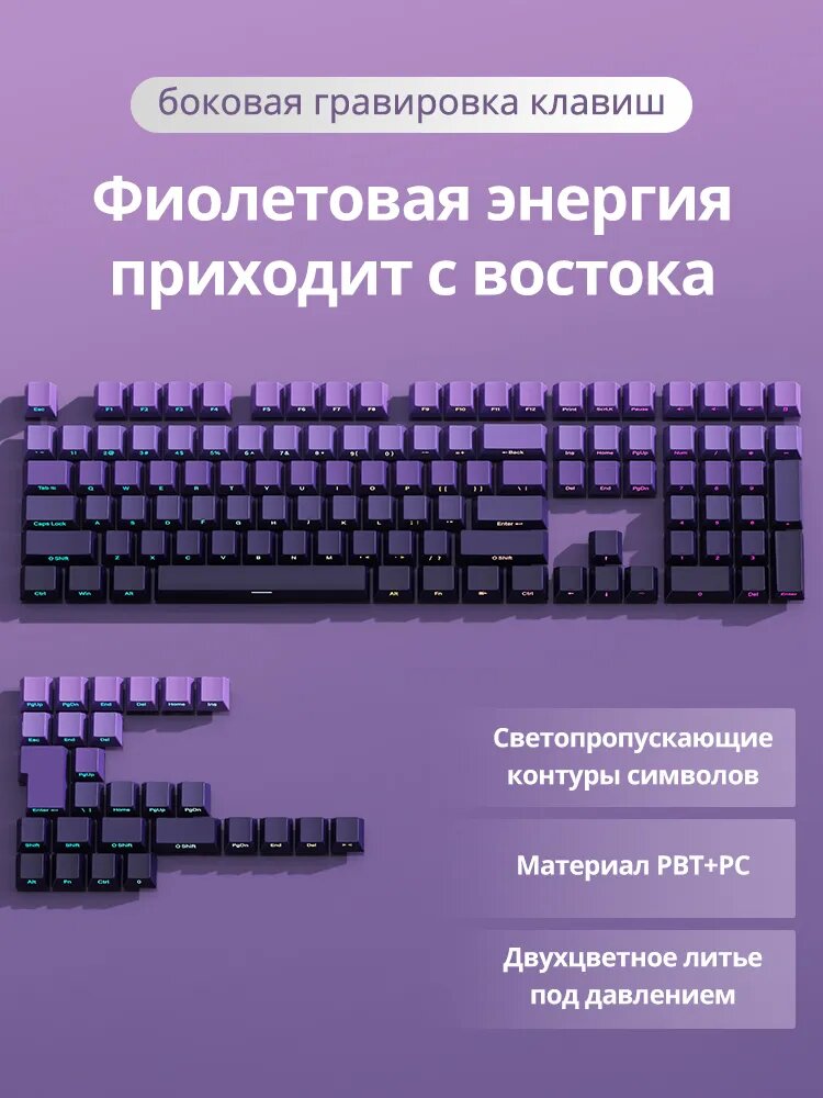 AULA Кастомные боковые клавиши для механической клавиатуры , PBT, светопропускающие, DIY
