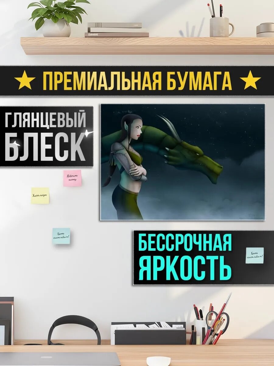 Плакат постер Девушка и дракон — фото 1