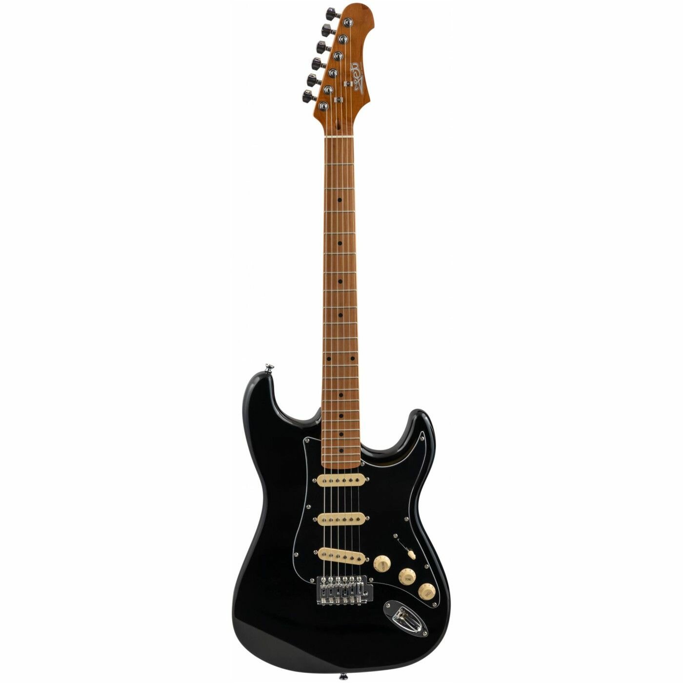 Электрогитара, JET JS-200 BK, шестиструнная серия Q3, корпус тополь, 22 лада, SSS, tremolo, цвет BK