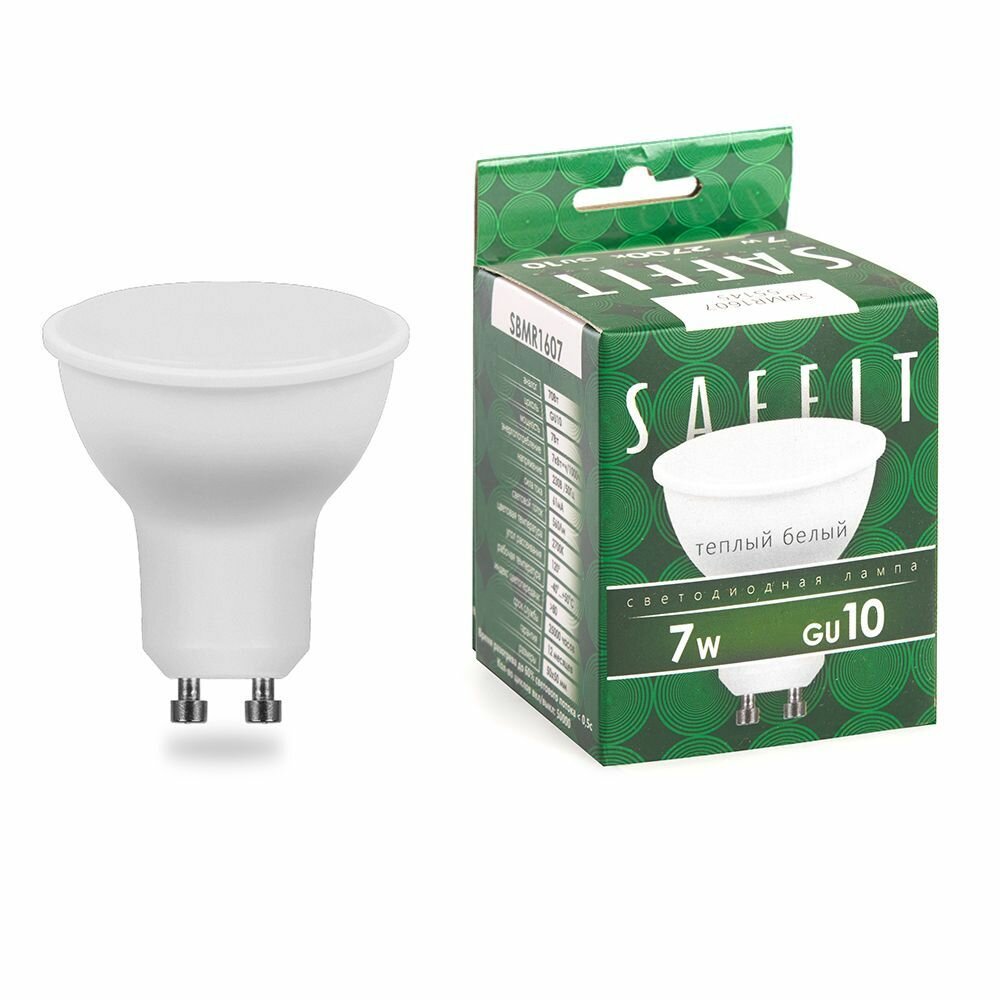 Лампа светодиодная SBMR1607 MR16 GU10 7W 230V 2700K SAFFIT 55145