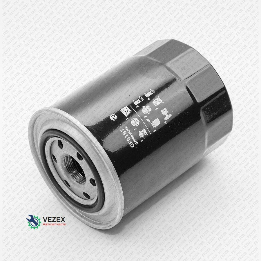 GREEN FILTER OF0187 Фильтр масляный HYUNDAI Galloper/H-1/H100 97- MAZDA B-Serie/E-Serie 96- MITSUBISHI Colt/Galant/L200/L30/L400/Lancer/Pagero/Space Runner/Space Wagon 86- OF0187