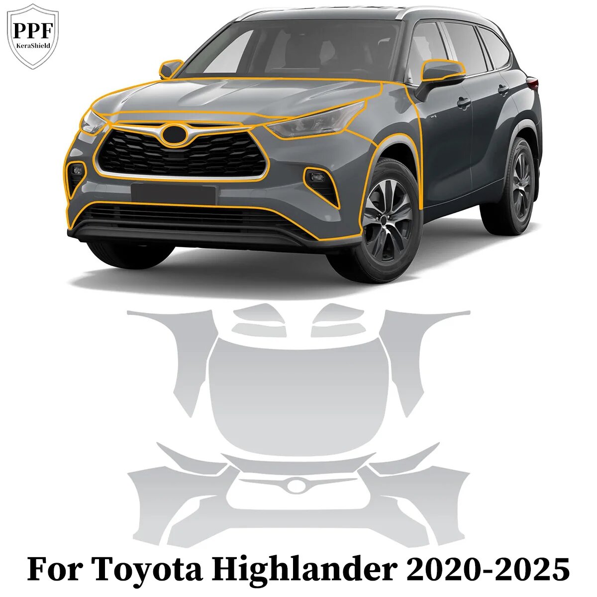 Для Toyota Highlander 2020-2025: Защитная пленка из ТПУ для кузова автомобиля, Front Fender Hood