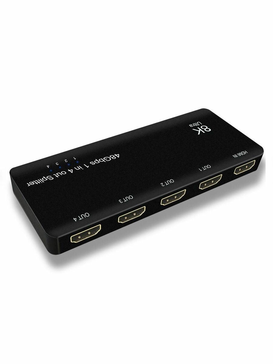8K HDMI 2.1 сплиттер 1 в 4 выхода 8K 60 4K 120 Гц Sync Box 1x4 HDMI-Сплиттер Duplicaat/M из кожи Scherm UltraHD HDCP 2.3 для проектора PS5 Xbo