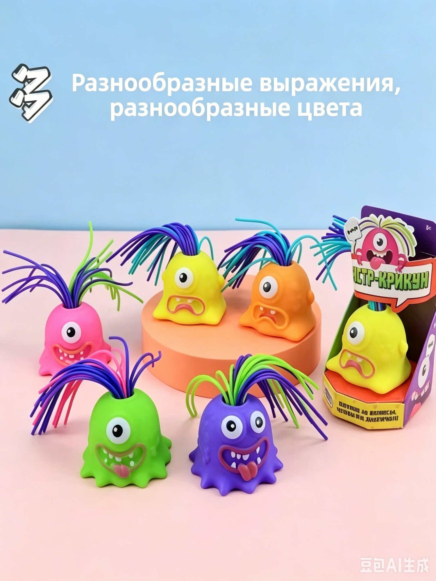 Комплект из шести антистресс-игрушек монстр-крикун разных цветов, развивающий набор для детей