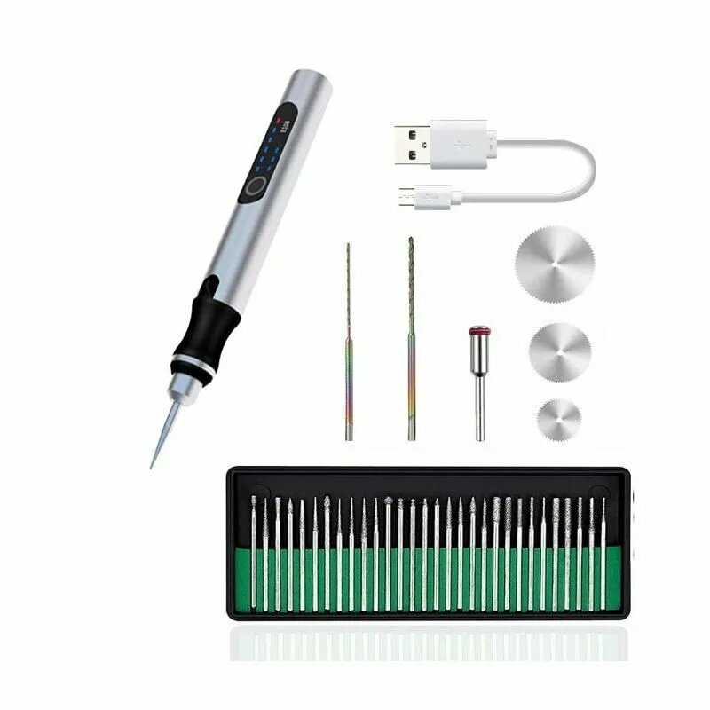 USB Customizer Professional Engraving Pen 30 Bits, перезаряжаемый беспроводной, гравировальный инструмент для металла