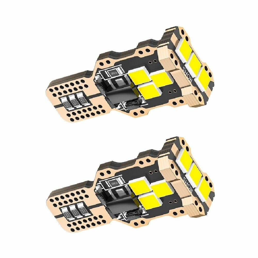 Автомобильные светодиодные лампы LED T15 W16W 6500K яркий белый свет, в фонарь заднего хода 2 шт.
