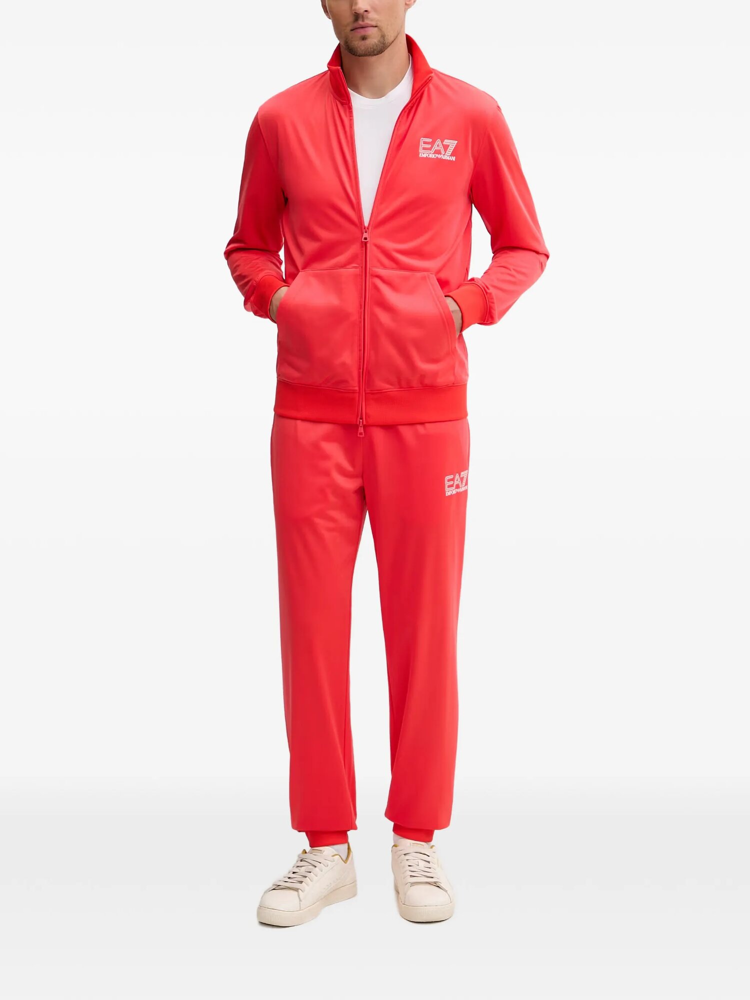 Свитер EA7 EMPORIO ARMANI Logo-print zip-up sweater, размер 46, , red — фото 1