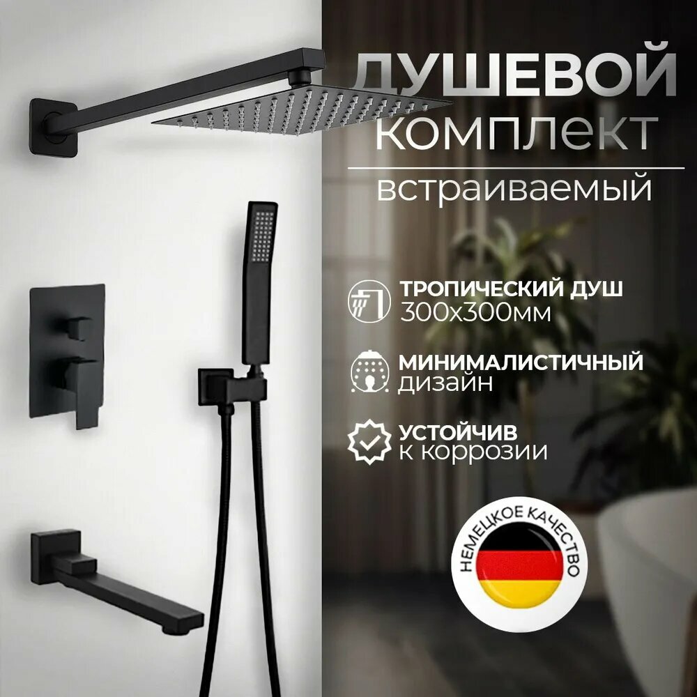 LOID Душевой комплект черный матовый