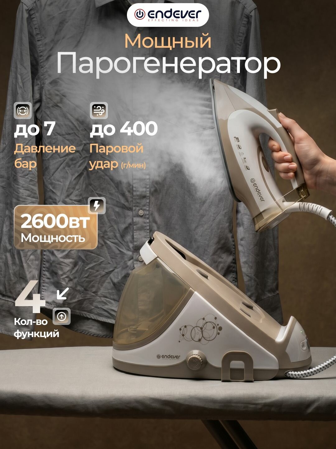 Парогенератор ENDEVER Delta-400 2600 Вт, 1,7 л, паровая станция
