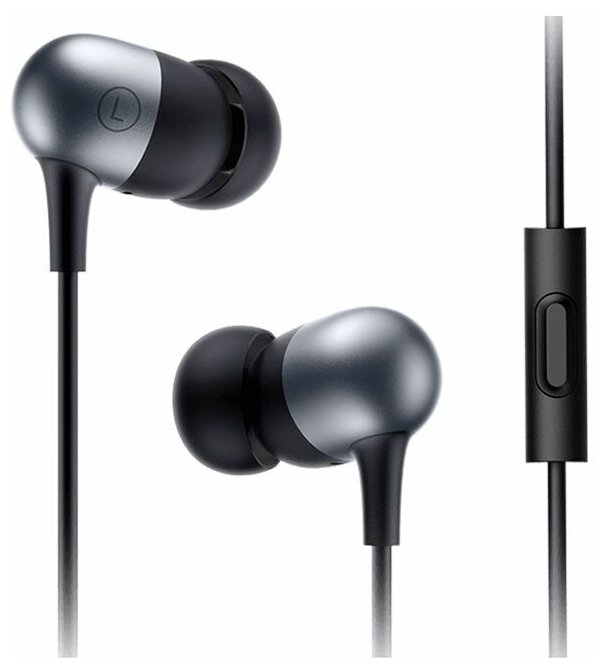 Проводные наушники Xiaomi Capsule Earphones, 1 кнопка, позолоченный штекер 3,5, провод 1,25 м, X4, черный