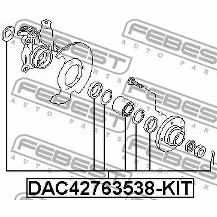 Подшипник ступ. NISSAN MAXIMA/PRIMERA 88-01 пер. FEBEST DAC42763538KIT