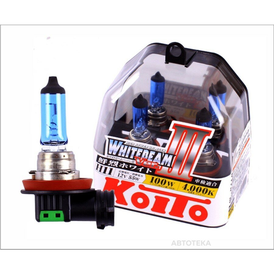 Лампа высокотемпературная Koito Whitebeam H11 12V 55W (100W) 4000K (комплект 2 шт.) KOITO P0750W