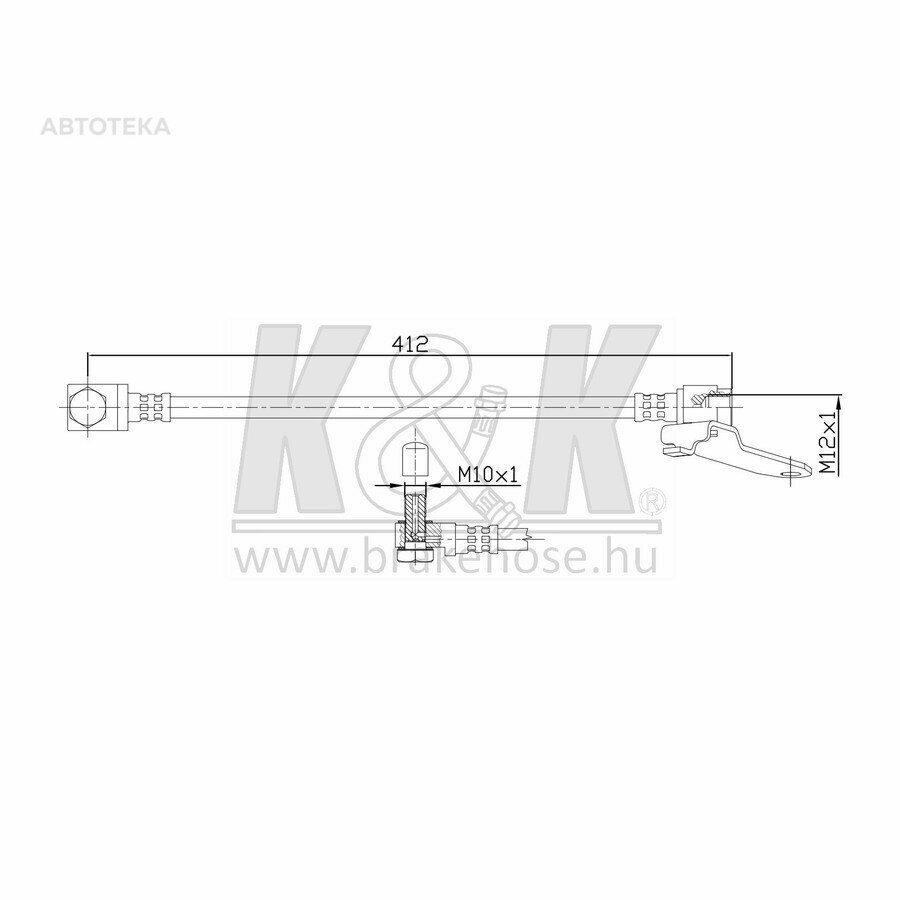 Шланг тормозной передн прав FORD: TRANSIT 2.0DI 03- K&K FT2545