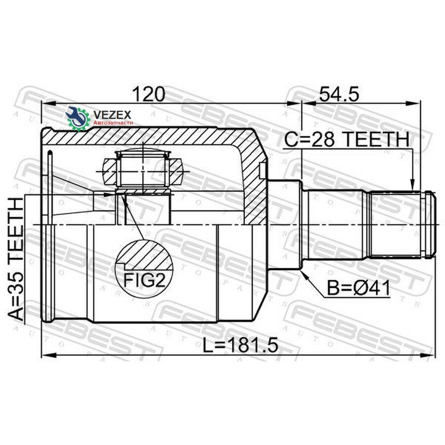 FEBEST 1211-DM24MTLH ШРУС внутренний левый 35X41X28 1211-DM24MTLH