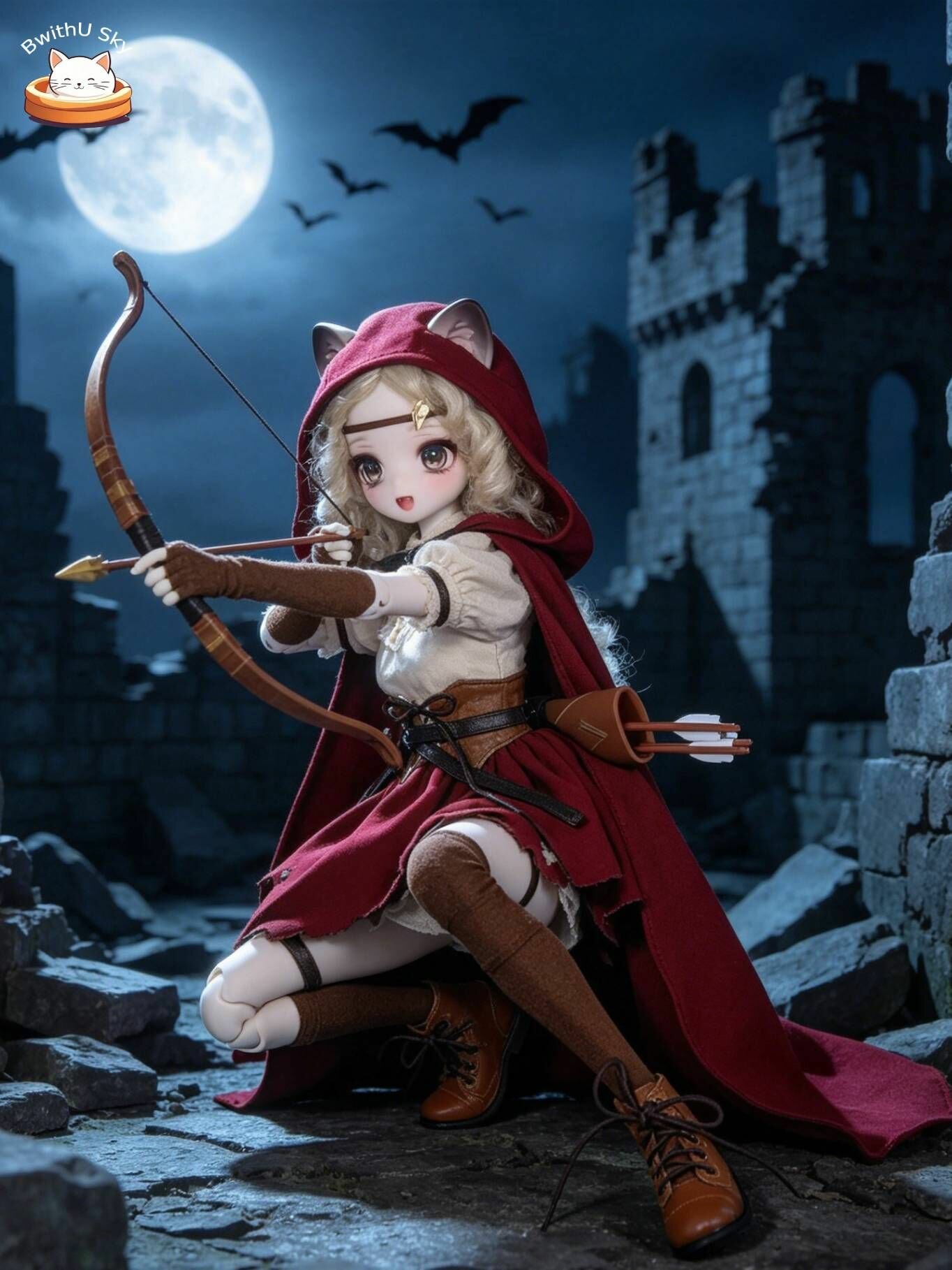 BwithUSky Xingxing 1/4 BJD Кукла: Коллекционный образ кошки-охотницы в стиле сказки