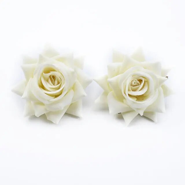 Искусственные шелковые красные розы smr для декора Белый, 10 pieces, HB3-65