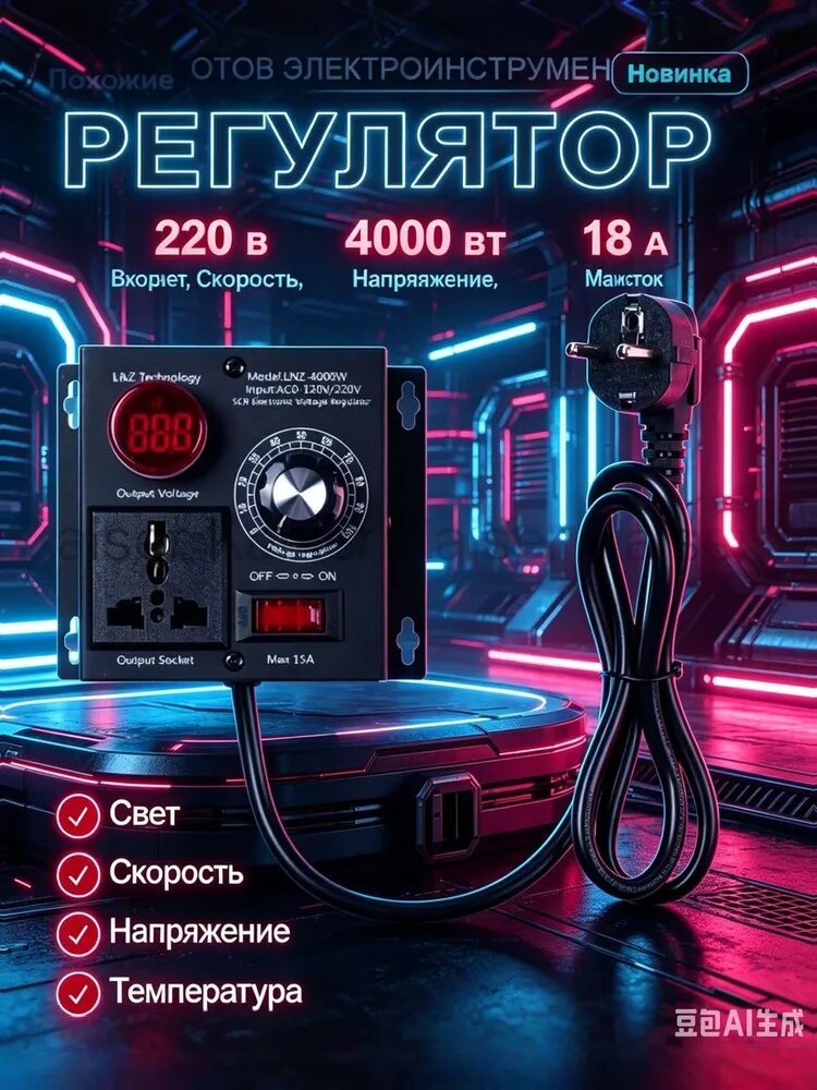 PKBFLOW Pегулятор оборотов двигателя 220в, регулятор скорости двигателя машины без потери мощности 4000 Вт