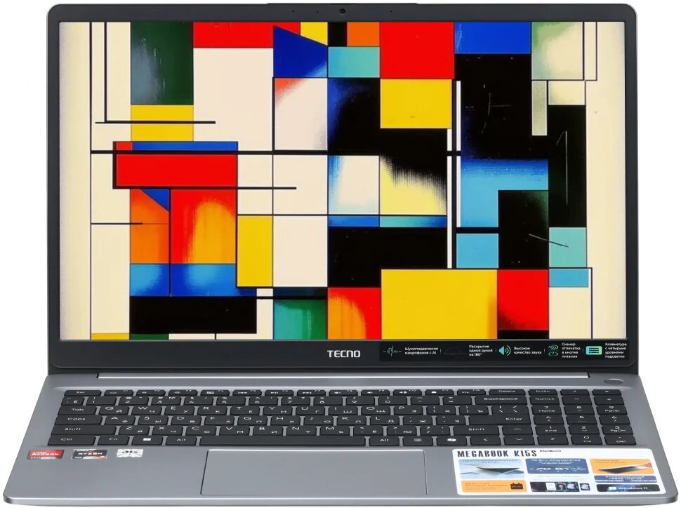 15.6" Ноутбук Tecno Megabook K15SFA, AMD Ryzen 7 7735HS, LPDDR5-16ГБ, SSD-1ТБ, Windows 11 Home, Space Grey