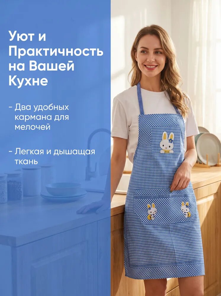 Фартук кухонный 1шт, синий