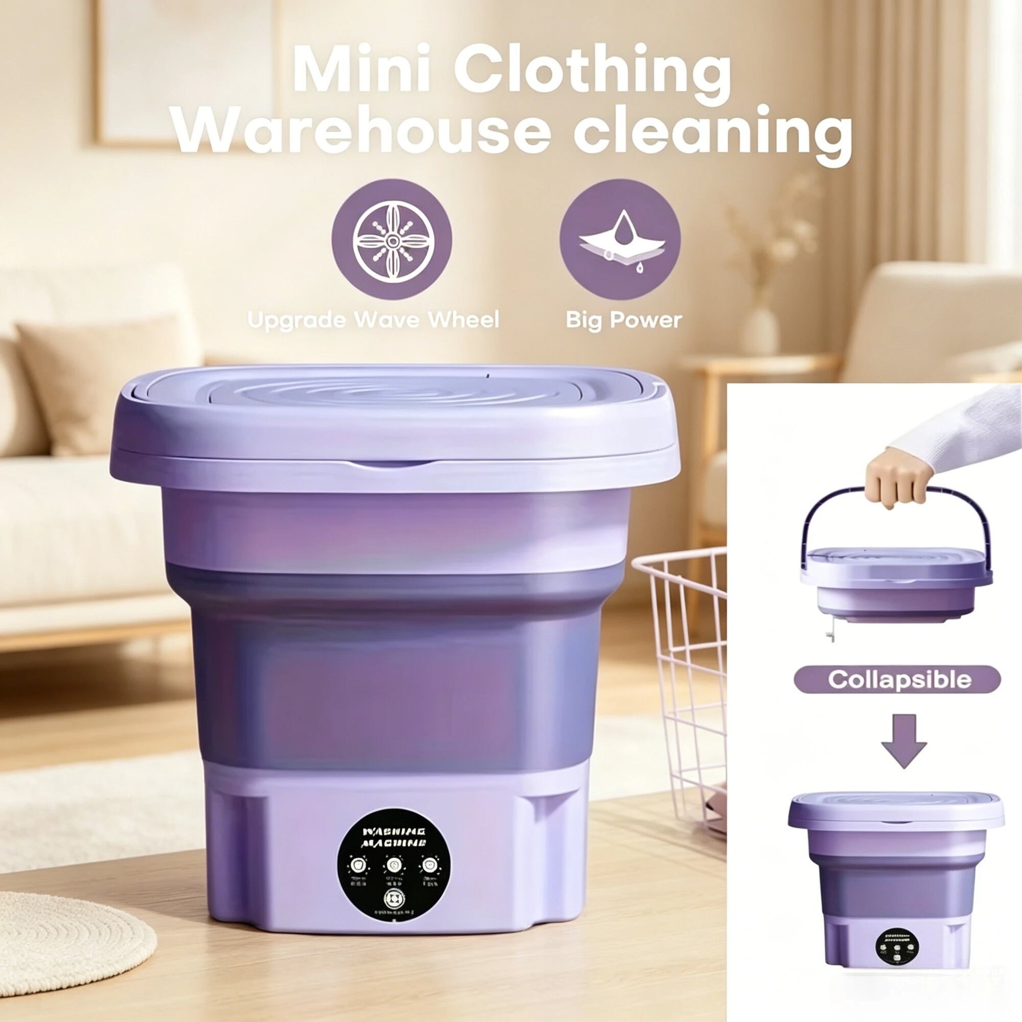 Портативная стиральная машина 8л purple-US