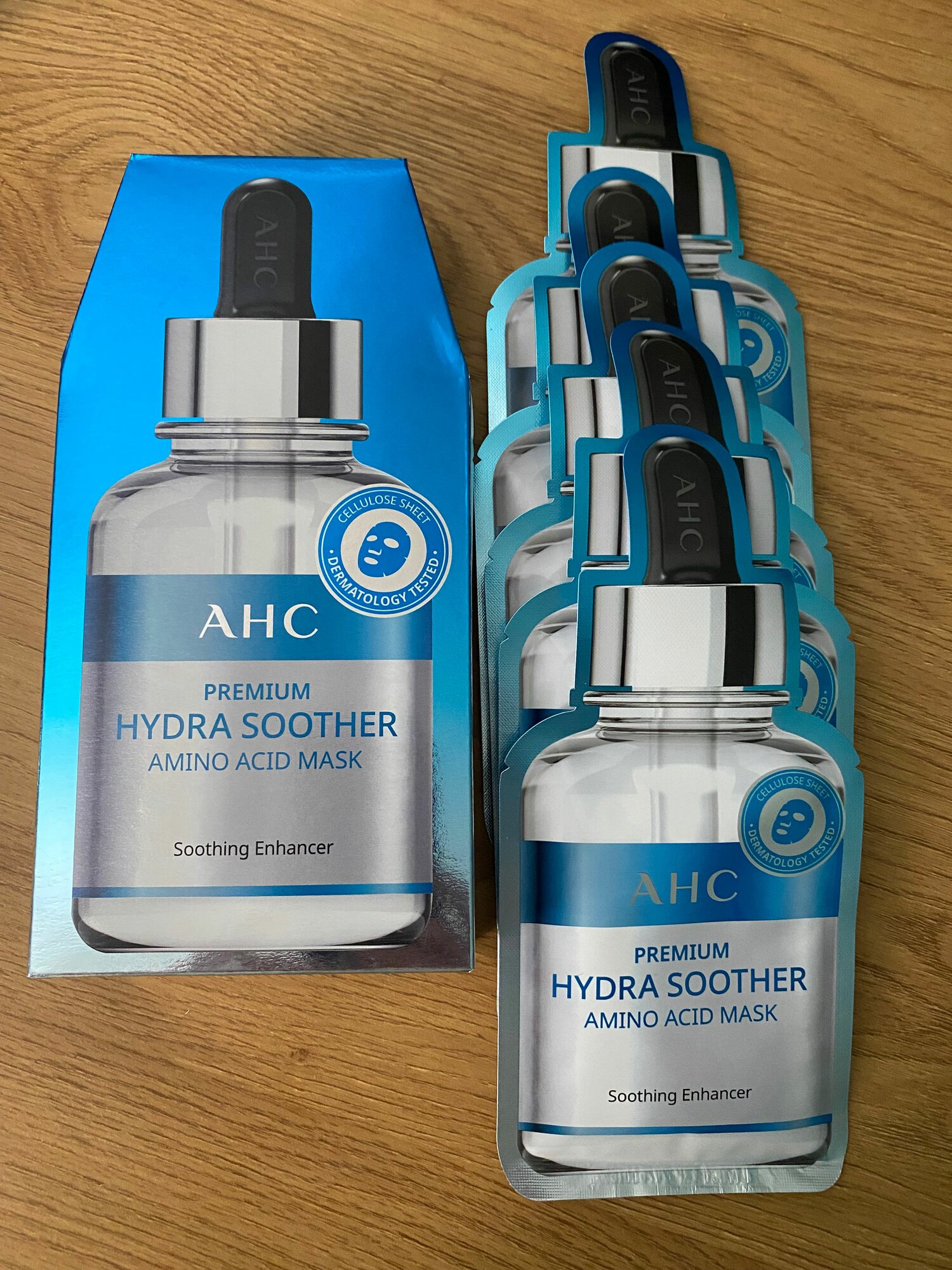 AHC Маска для лица Корея Интенсивное увлажнение с Аминокислотами, Premium Hydra Soother Amino Acid Mask (Набор 5 шт)
